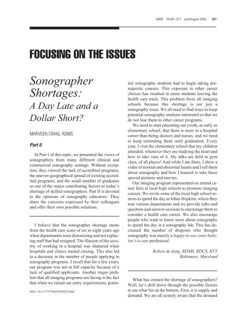Sonographer Shortages - Journal of Diagnostic Medical Sonography