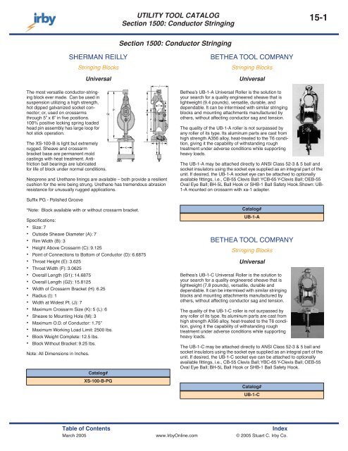 UTILITY TOOL CATALOG Section 1500 ... - Stuart C. Irby Co.