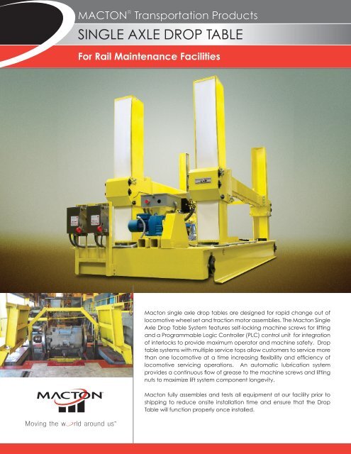 Single Axle Drop Table Brochure and Specifications - Macton