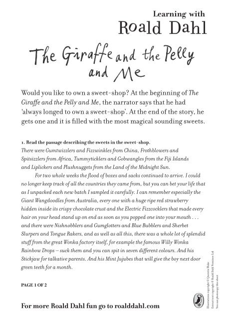 Learning with - Roald Dahl Day