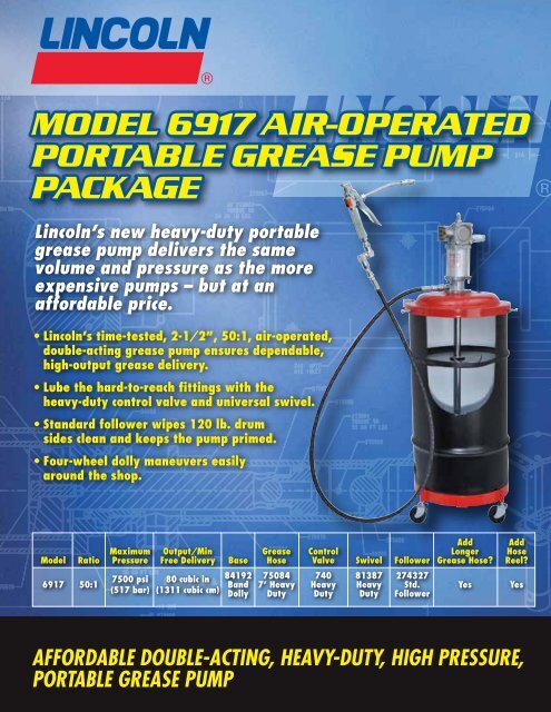 Model 6917 air-operated portable grease pump - Lincoln Industrial
