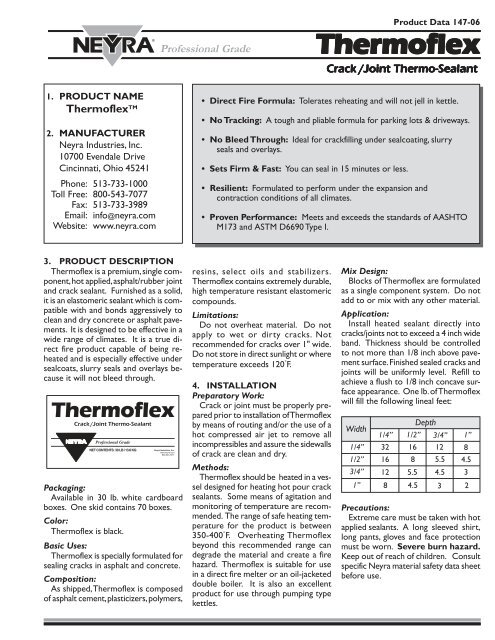 Thermoflex Crack/Joint Thermo-Sealant PDS - Neyra Industries, Inc.