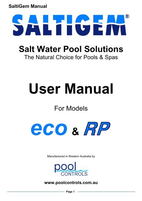 SaltiGem Manual 3 final - Pool Controls