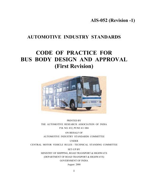 CODE OF PRACTICE FOR BUS BODY DESIGN AND ... - Delhi