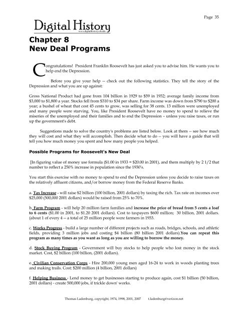 Chapter 8 New Deal Programs - Digital History