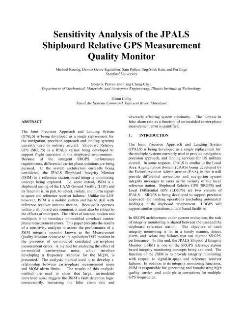 Sensitivity Analysis of the JPALS Shipboard Relative GPS ...