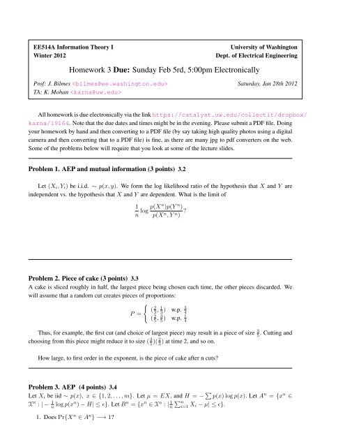Homework 3 - University of Washington