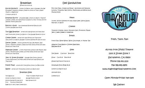 Magnolia Grill Full Menu
