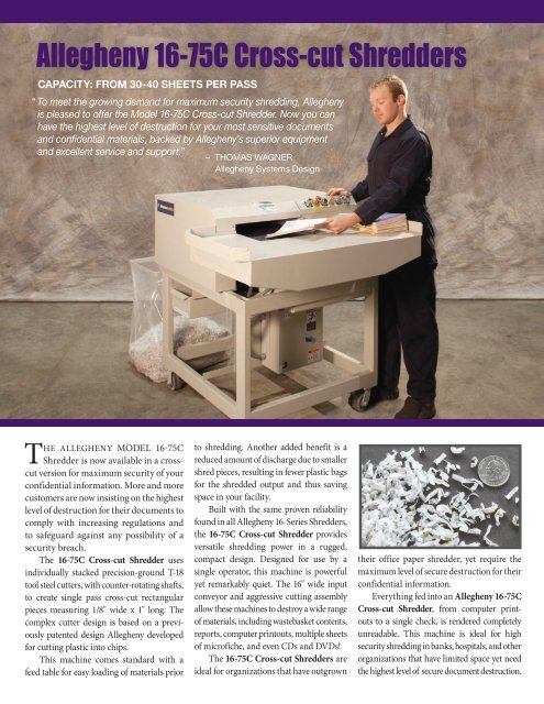 series 16-Cross-cut shredder.indd - Allegheny Paper Shredders
