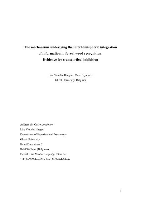 The mechanisms underlying the interhemispheric integration of ...