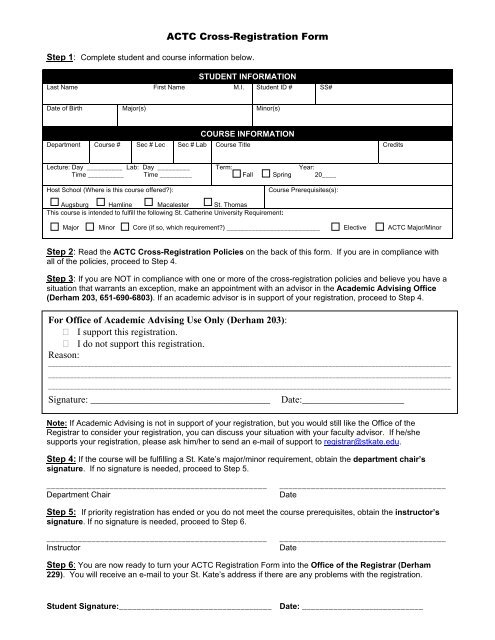 ACTC Cross-Registration - St. Catherine University