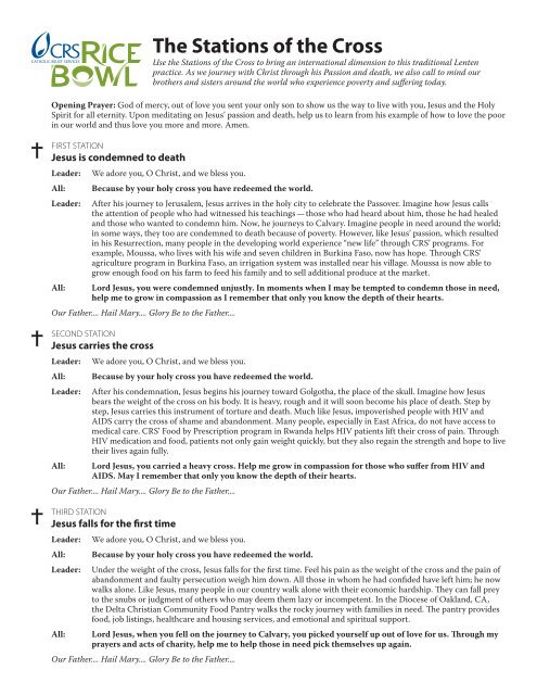 The Stations of the Cross — CRS Rice Bowl - Catholic Relief Services