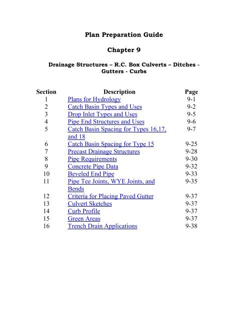 Plan Preparation Guide Chapter 9 Section Description ... - SCDOT