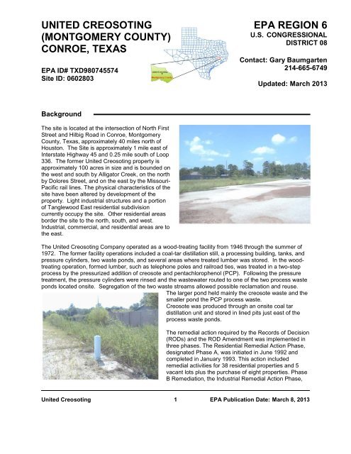 United Creosoting in Montgomery County, Texas Site Statyus ...