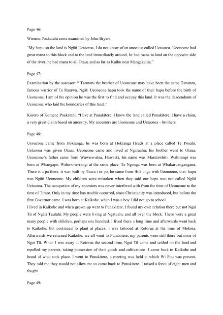 Page 46: Wiremu Poakatahi cross examined by John ... - Te Wehi Nui
