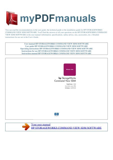 storageworks command view sdm software - MY PDF MANUALS