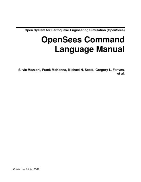 OpenSees Command Language Manual - Open System for