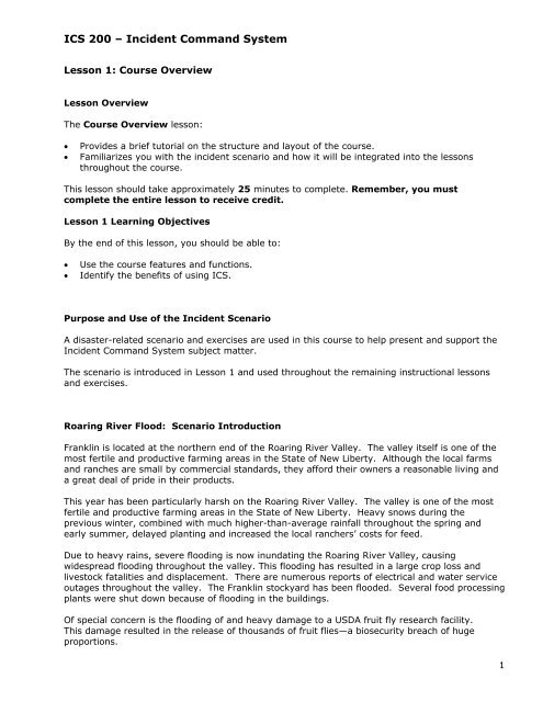 ICS 200 – Incident Command System - US Department of Agriculture