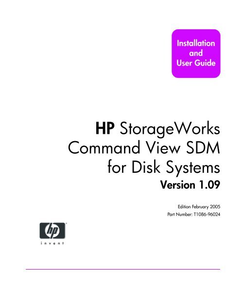 HP StorageWorks Command View SDM for Disk Systems ...