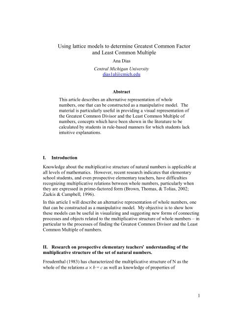 Using Lattice Models To Determine Greatest Common Factor And
