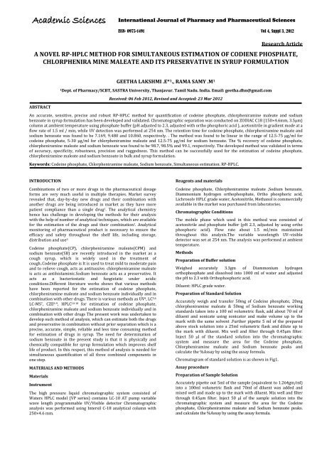 A Novel Rp Hplc Method For Simultaneous Estimation International