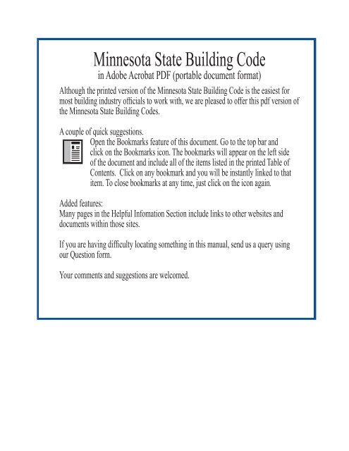 2003 Minnesota State Building Code - Minnesota Department of ...