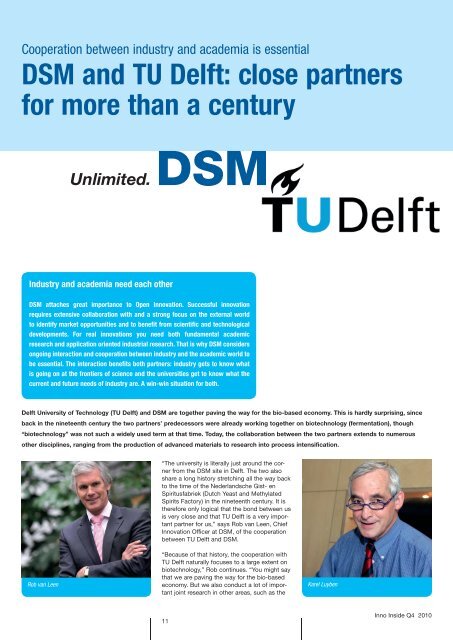 DSM and TU Delft: close partners for more than a century - BE-Basic