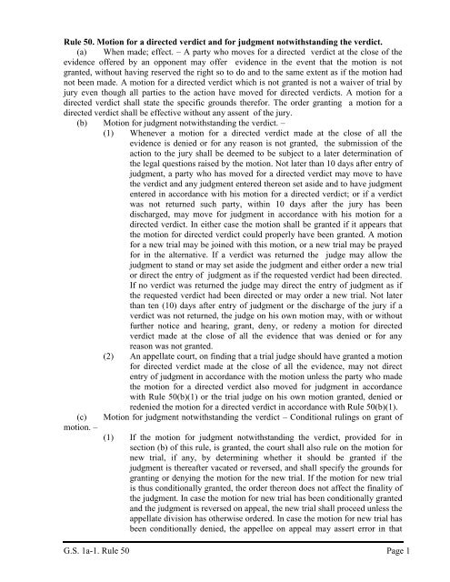 Rule 50. Motion for a directed verdict and