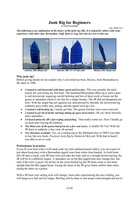 Junk Rig for Beginners - The Junk Rig Association