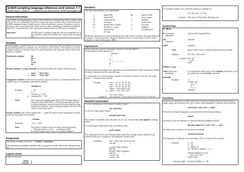 GrADS scripting language reference card version 1.7