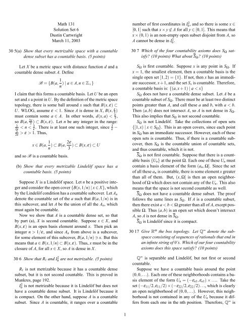 Math 131 Solution Set 6 Dustin Cartwright March 11, 2003 30 5(a ...