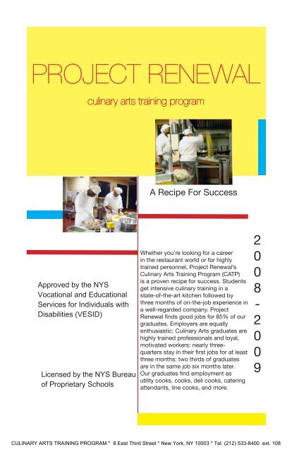 Culinary Arts Training Program - Project Renewal