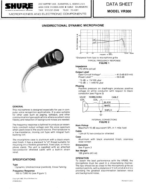 Shure VR300 User Guide - Shure.com