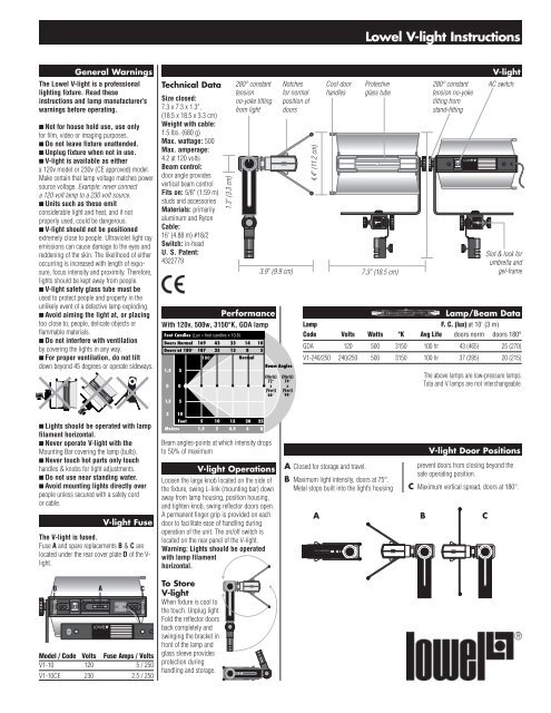 Lowel V-light Instructions