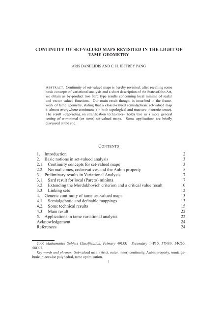 Continuity Of Set Valued Maps Revisited In Recercat