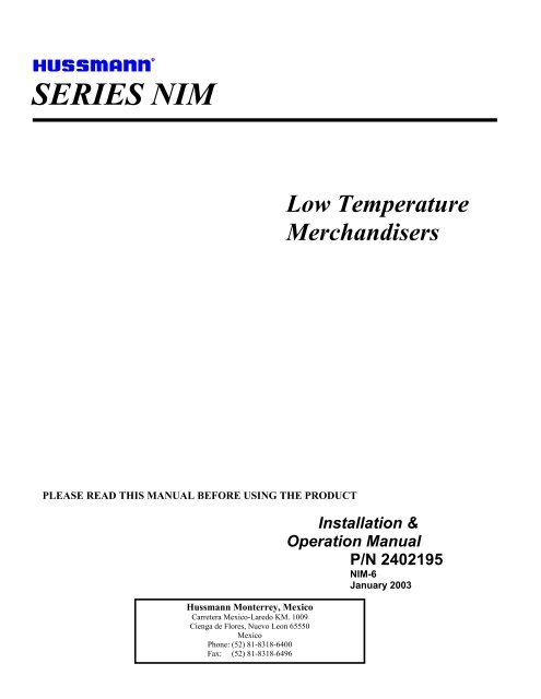 Hussmann Manuals