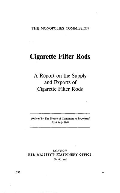 Cigarette Filter Rods - Competition Commission