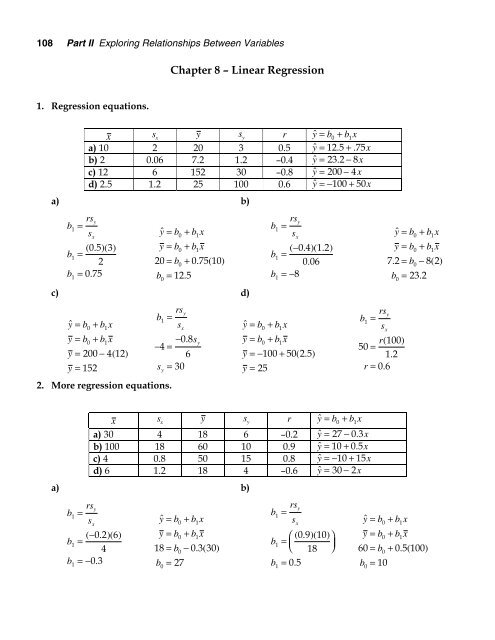 Chapter 8 – Linear Regression