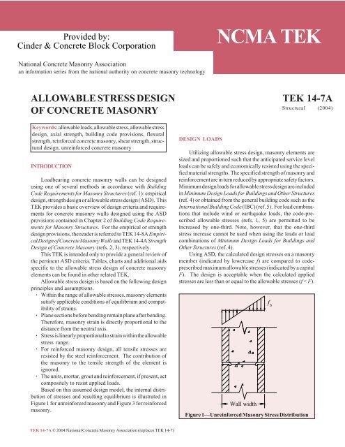 allowable stress design of concrete masonry tek 14-7a - Civil and ...