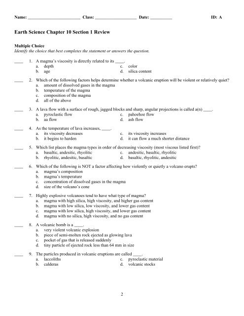 Earth Science Chapter 2 Section 1 Review The Earth Images Revimage