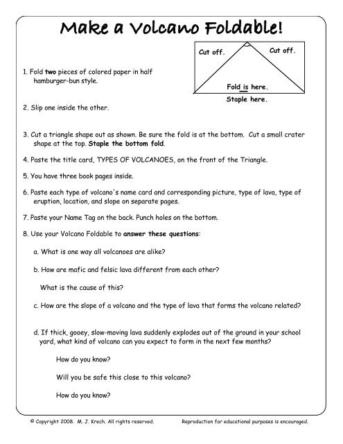Make a Volcano Foldable!