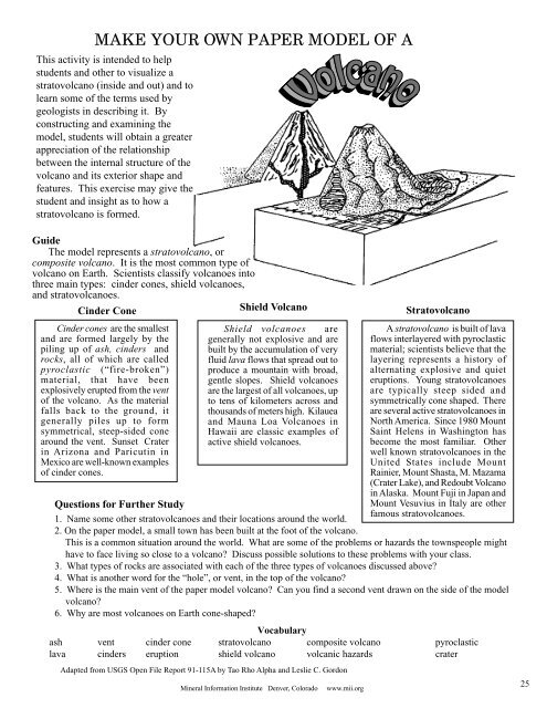 Make Your Own Paper Model of a Volcano - Mineral Information ...