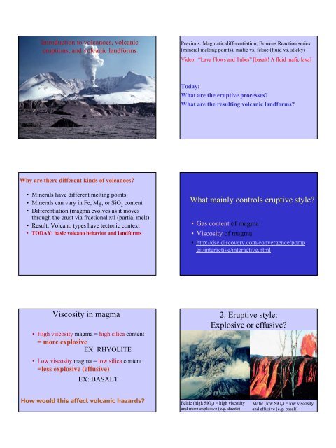 Volcanic Landforms And Eruptive Styles