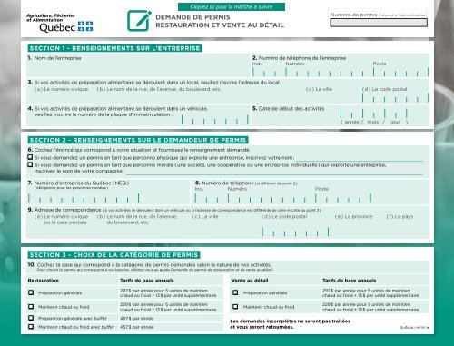 Formulaire de demande de permis - Restauration et vente ... - MAPAQ