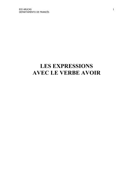 expressions avec le verbe avoir