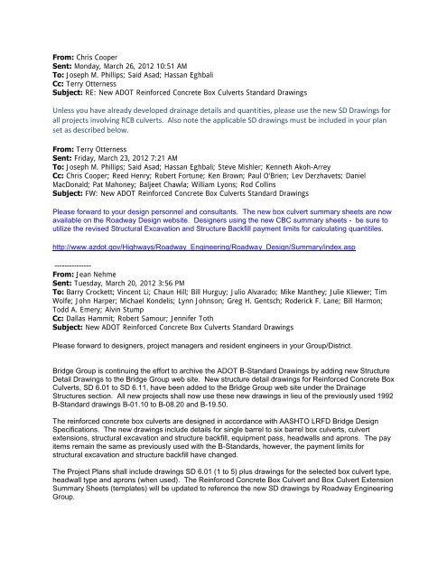 New ADOT Reinforced Concrete Box Culverts Standard Drawings