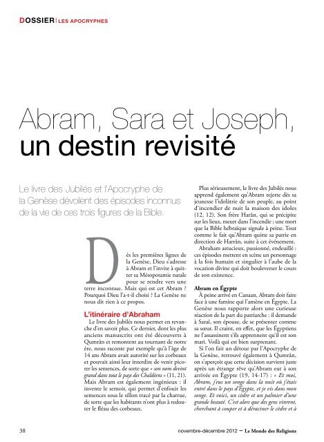 Abram, Sara et Joseph, un destin revisité - Michael Langlois