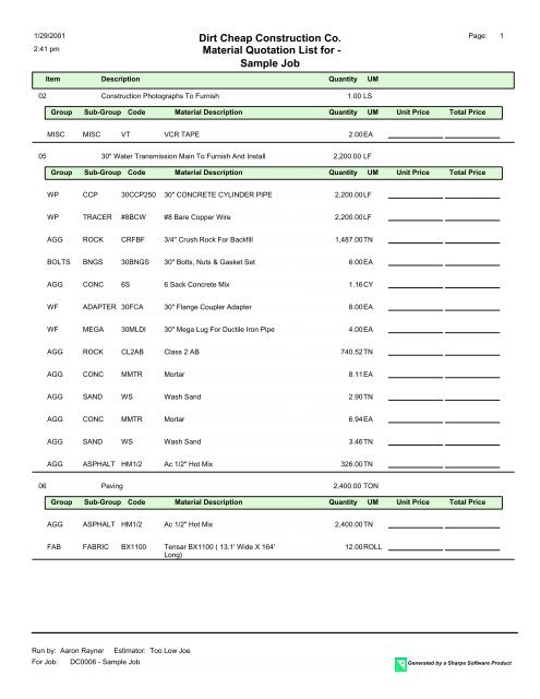 Job Quotation Sample | PDF Template