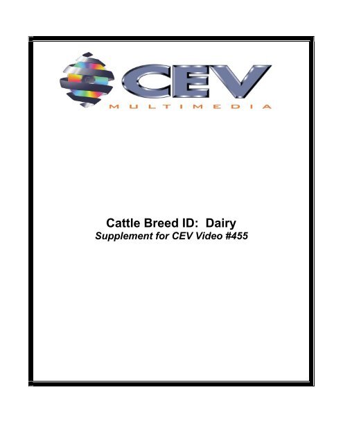 Cattle Breed ID: Dairy - CEV Multimedia