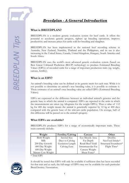 BREEDPLAN – A General I